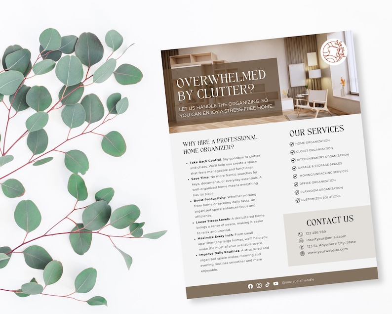 Professional Organizer Flyer Template, Organizing Template ...