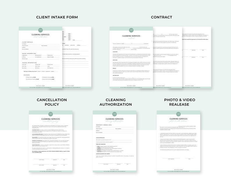 Cleaning Business Bundle, Cleaning Forms, Logo, Service Agreement ...