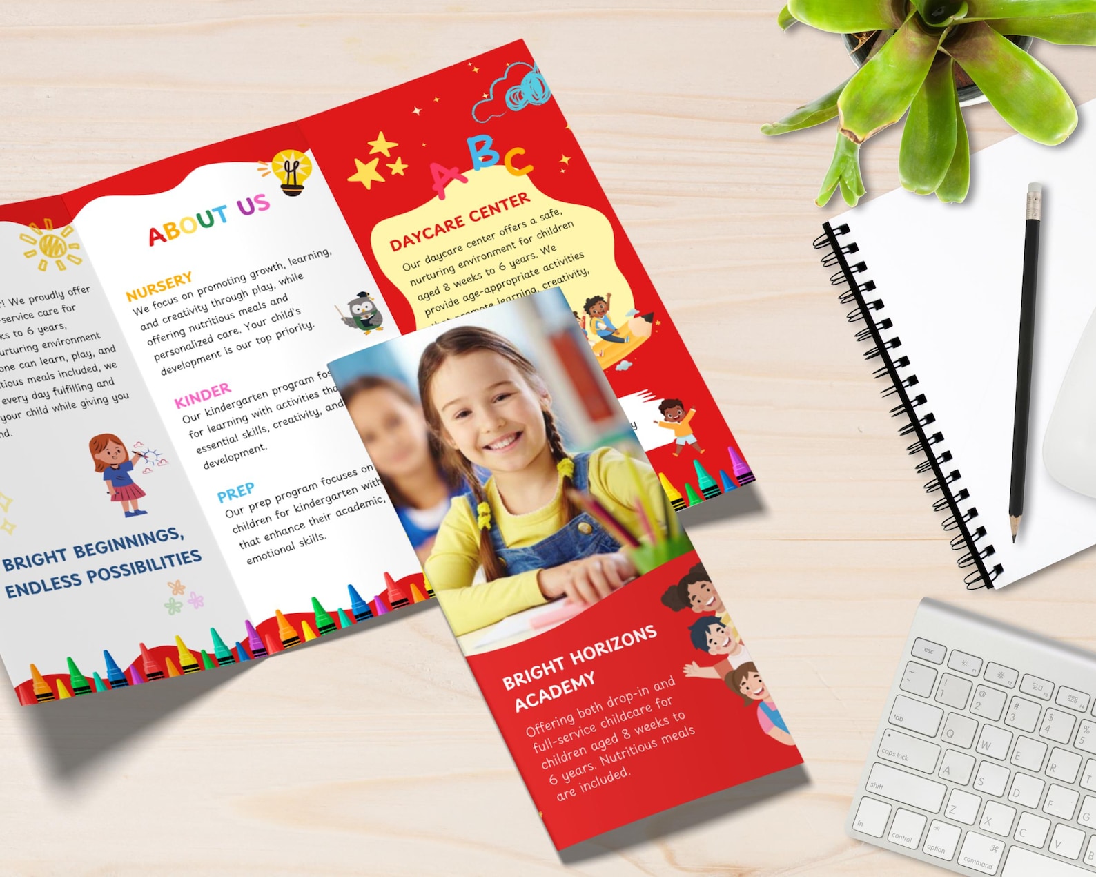 Daycare Center Trifold Brochure Template, Nursery Leaflet, Trifold ...