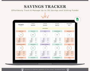 Sinking Funds Tracker Spreadsheet for Google Sheets, Savings Tracker ...