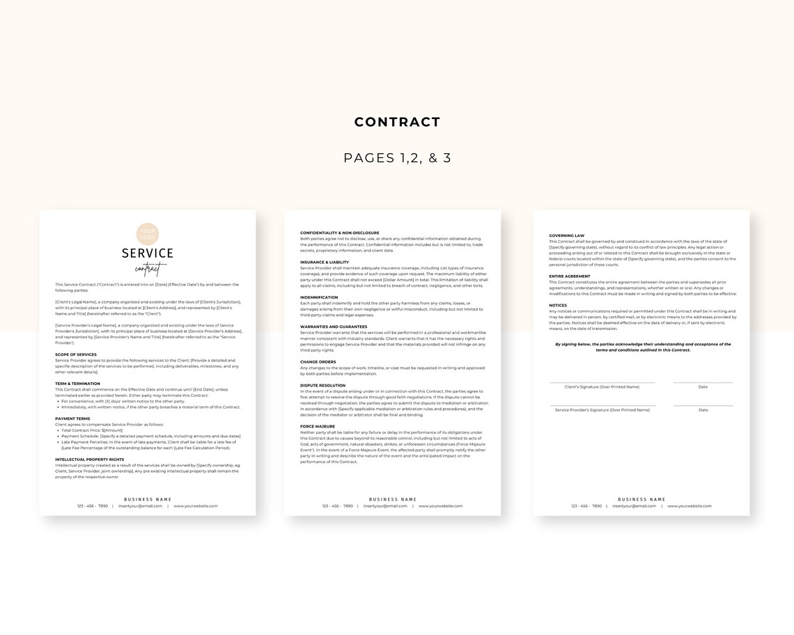 Services Contract Agreement, Service Contract Template, Scope of ...