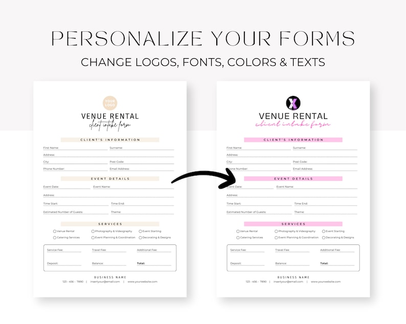 Venue Rental Forms Bundle, Wedding Venue Contract Template, Event ...