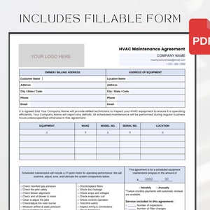 HVAC Maintenance Agreement Template, Preventative Maintenance Agreement ...