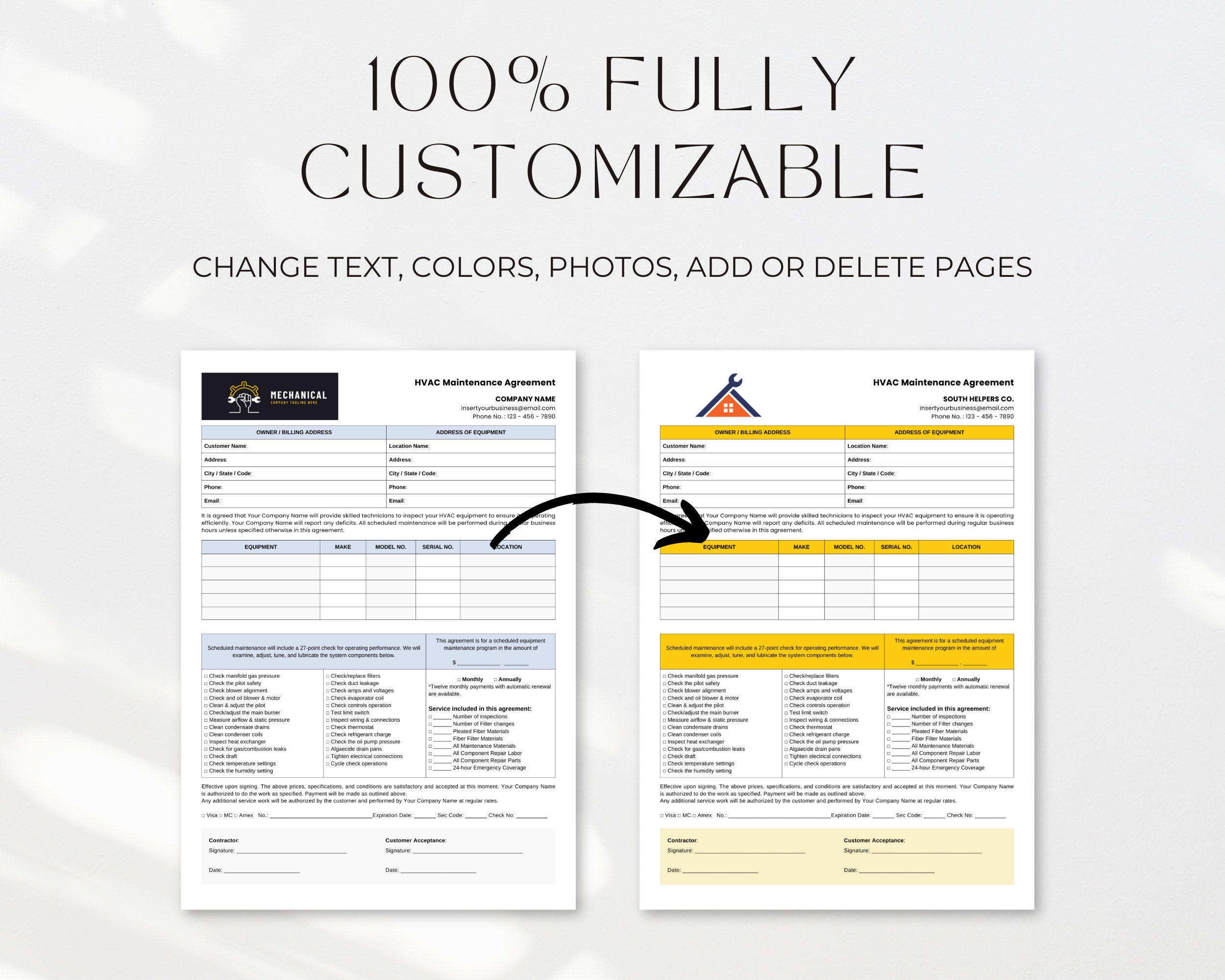HVAC Maintenance Agreement Template, Preventative Maintenance Agreement ...