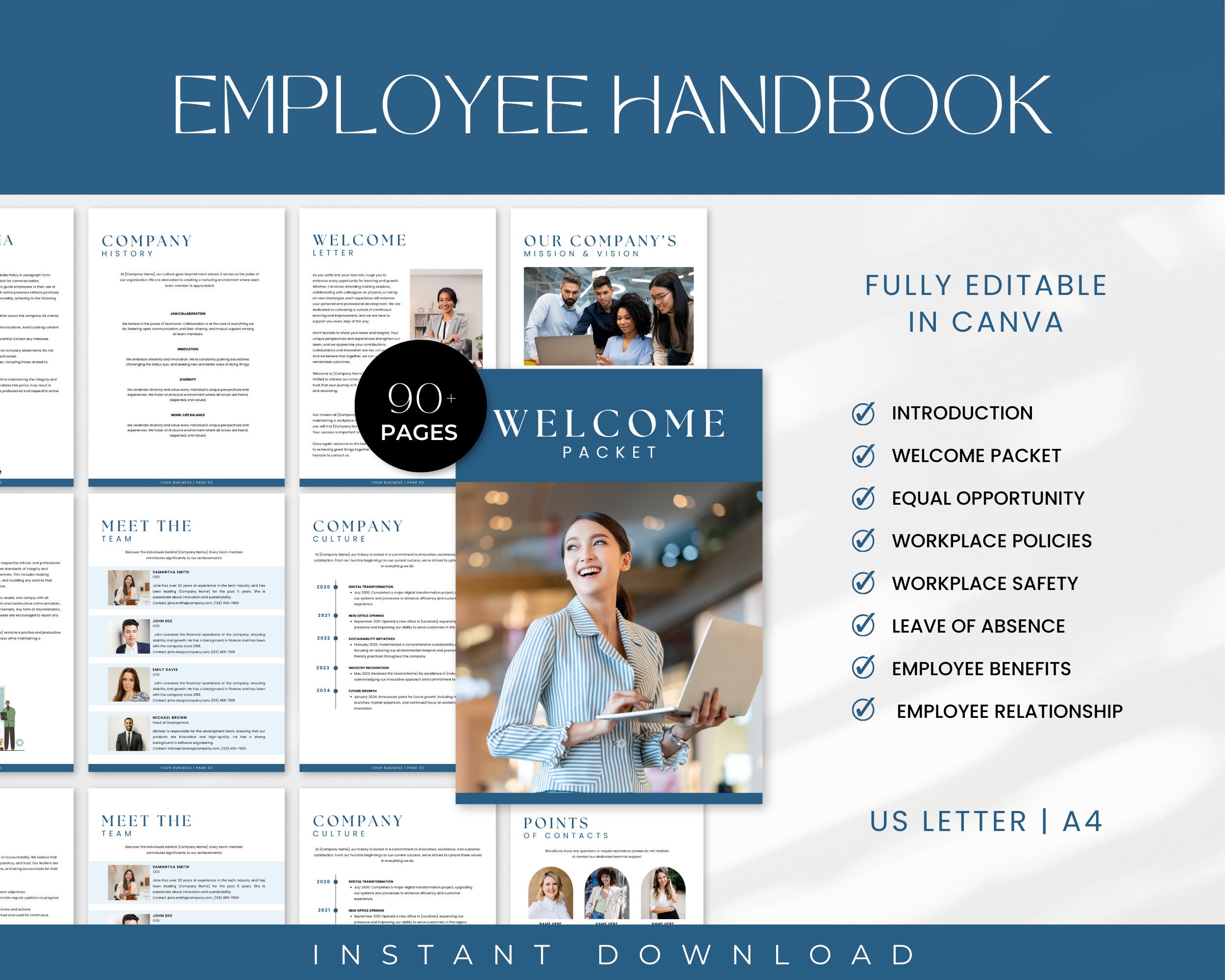 Employee Handbook, New Hire Welcome Packet, HR Employee Onboarding ...