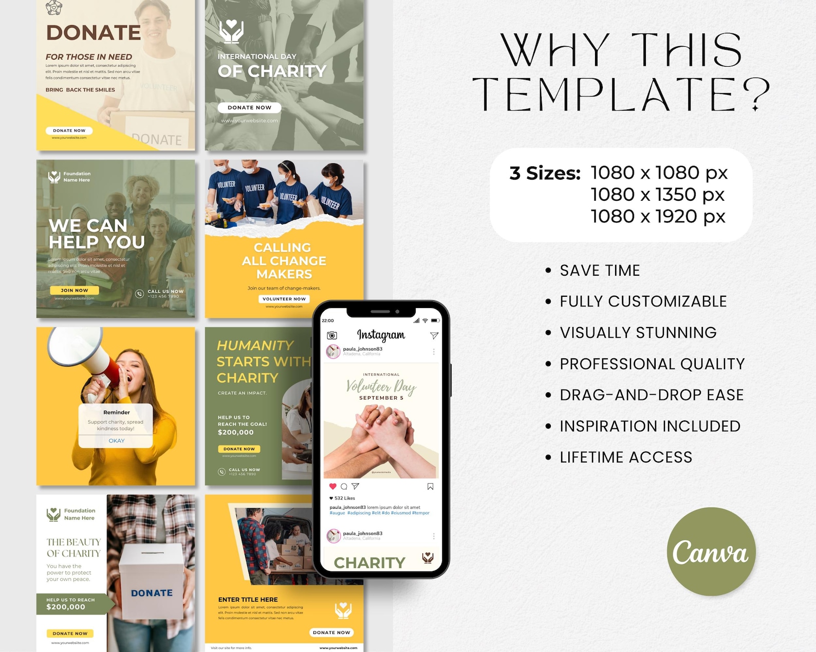 Nonprofit Instagram Post Template, Charity & Donation Instagram Post ...