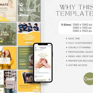 Nonprofit Instagram Post Template, Charity & Donation Instagram Post ...