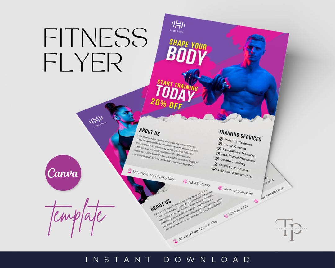 Fitness Flyer Template, Personal Trainer Flyer, DIY Flyer Template, Gym ...