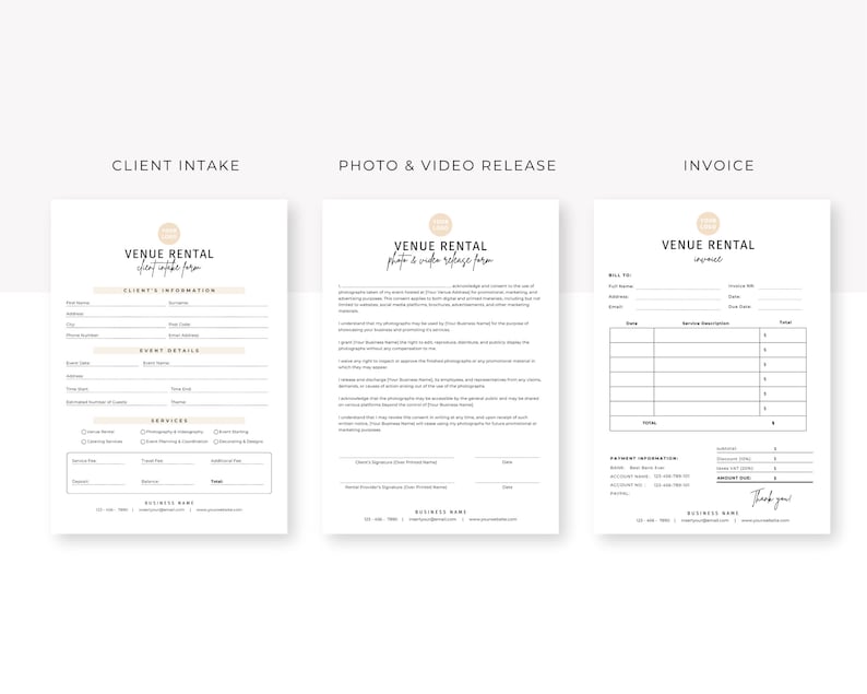 Venue Rental Forms Bundle, Wedding Venue Contract Template, Event ...