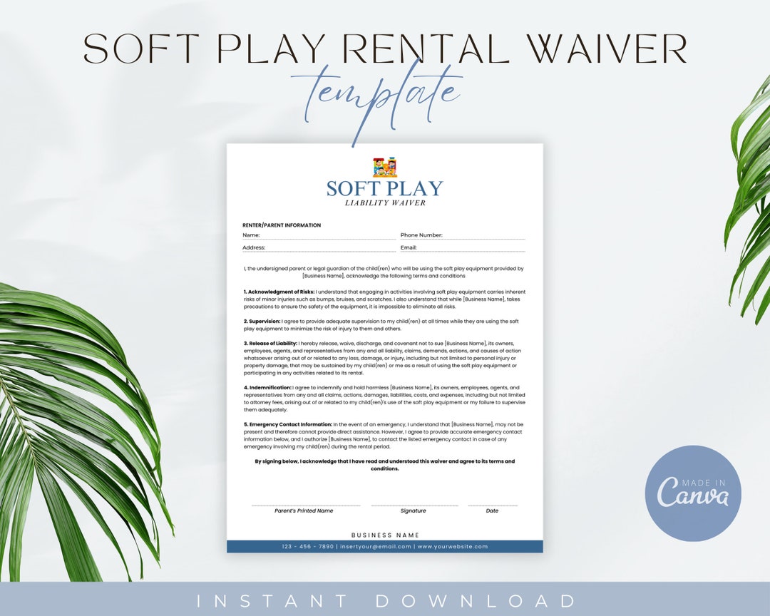 Soft Play Waiver Form | Indoor Playground Release of Liability Template ...