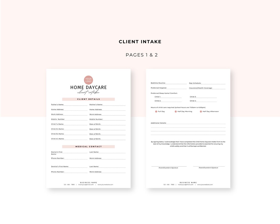 Editable Home Daycare Contract Template, Childcare Forms, Daycare ...