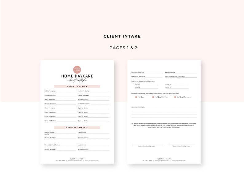 Editable Home Daycare Contract Template, Childcare Forms, Daycare ...