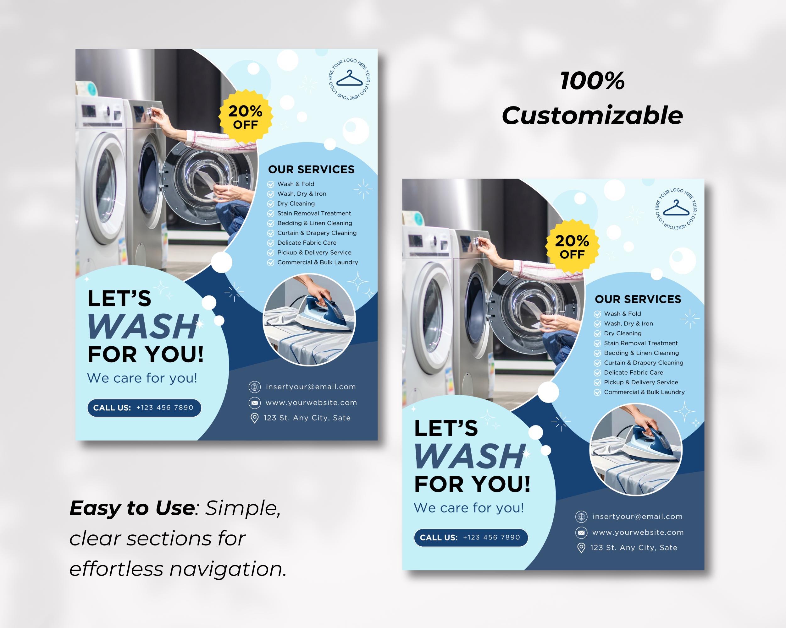Laundry Services Flyer Template, Laundry Business Promo Flyer, DIY ...