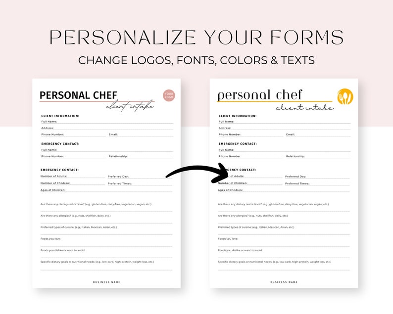 Editable Personal Chef Contract Template, Private Chef Contract ...