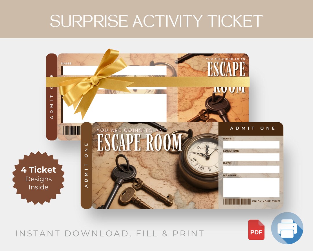 Digital Escape Room Surprise Gift Ticket, Escape Room Surprise Reveal ...