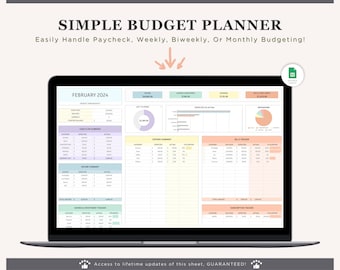 Budget Planner for Google Sheets Monthly Budget Spreadsheet Paycheck ...