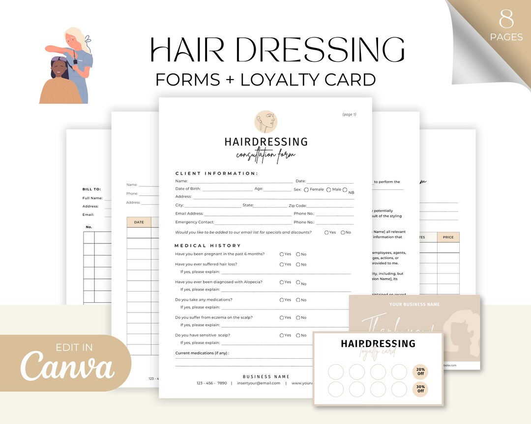 Hairdressing Forms, Hairdresser Contract, Hairstylist Contract, Hair ...