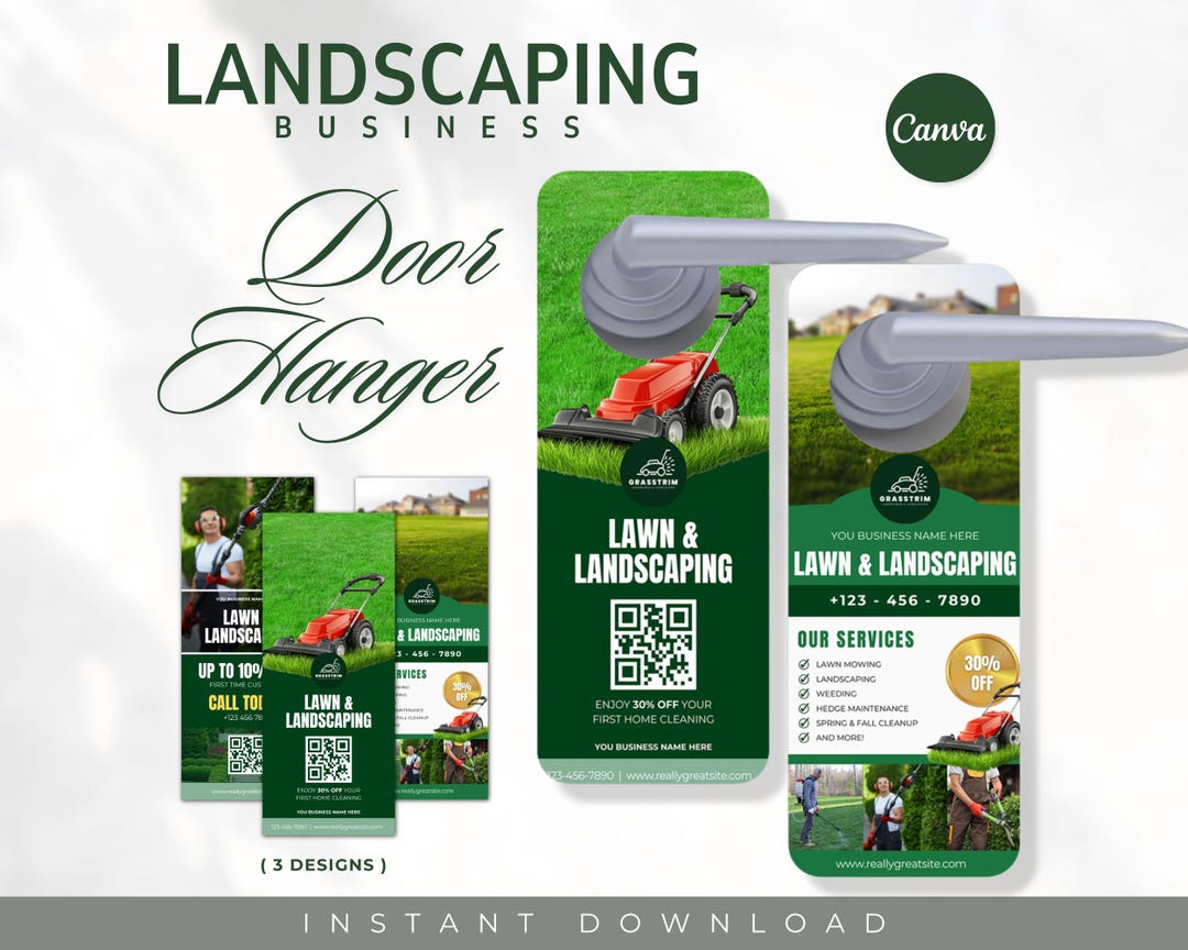 Lawn Services Business Door Hanger Template, Mowing Service Flyer ...