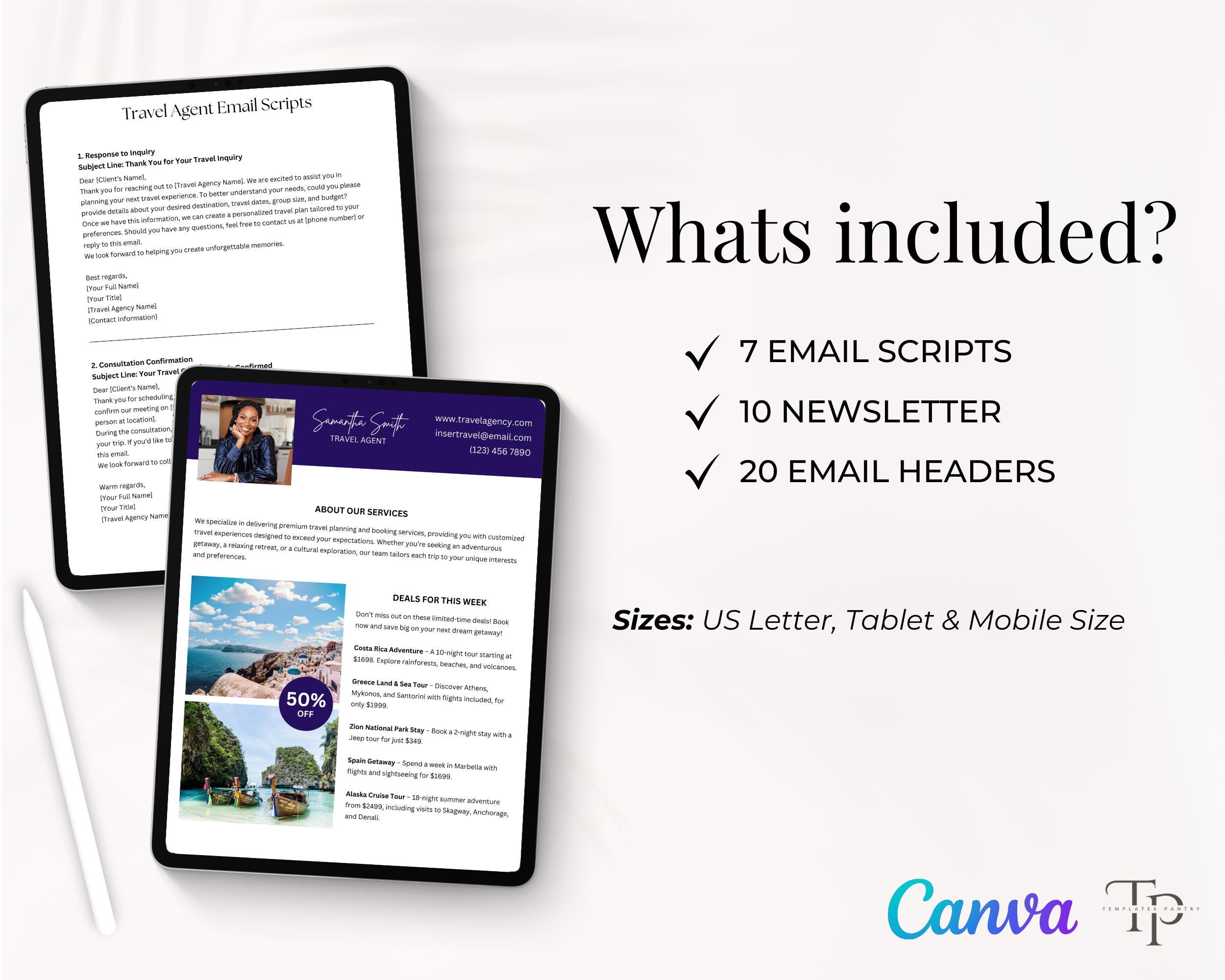 Travel Email Newsletter Template, Email Template Pack, Email Marketing ...