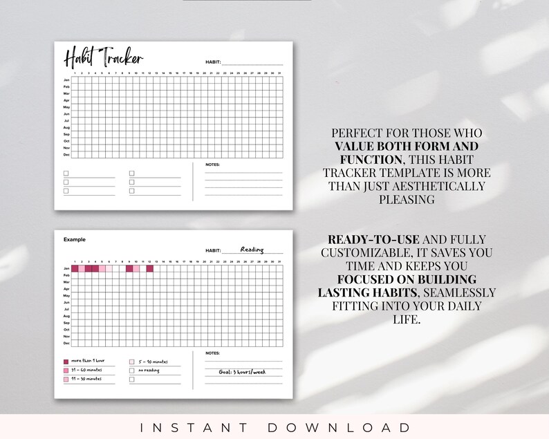 Habit Tracker Template, Monthly Habit Tracker Printable, Habit Tracker ...