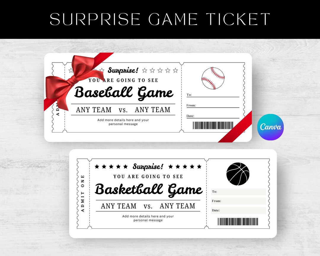 Any Sports Event Gift Ticket Stub Gift Souvenir, Printable Instant ...