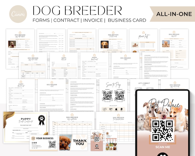 Dog Breeder Starter Kit, Breeder Forms, Whelping Charts, Puppy Sale ...