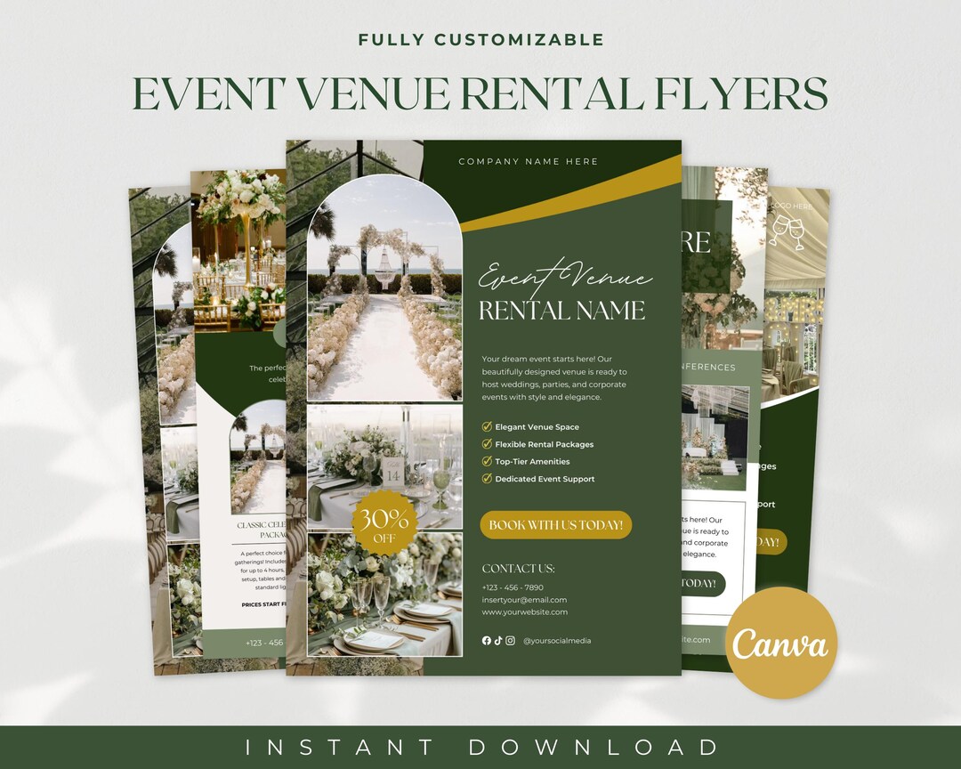 Printable Event Venue Rental Flyer, Editable Venue Rental Business ...