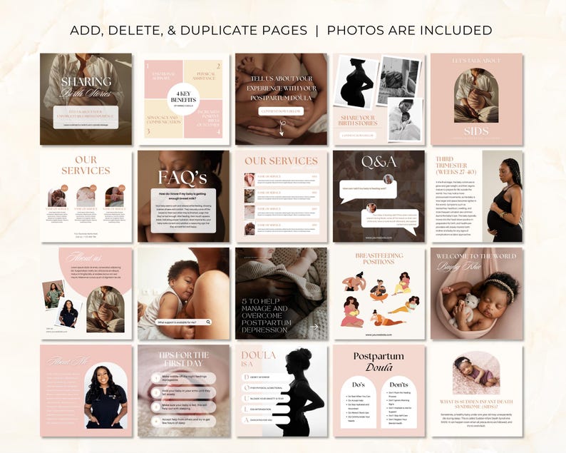 Birth and Postpartum Doula Instagram Template Bundle, Templates Bundle ...