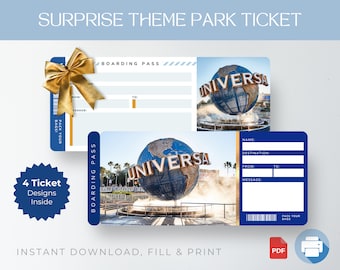 Printable UNIVERSAL STUDIOS Surprise Trip Ticket, Universal Gift Ticket ...
