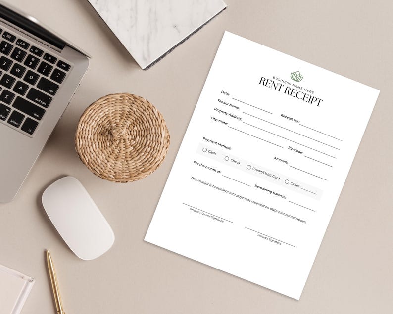 Simple Editable Printable Receipt, Minimalist Receipt, Customer Receipt ...