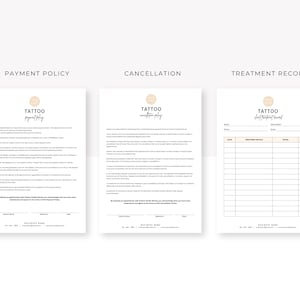 Tattoo Studio Client Forms Bundle, Tattoo Artist Intake Template ...