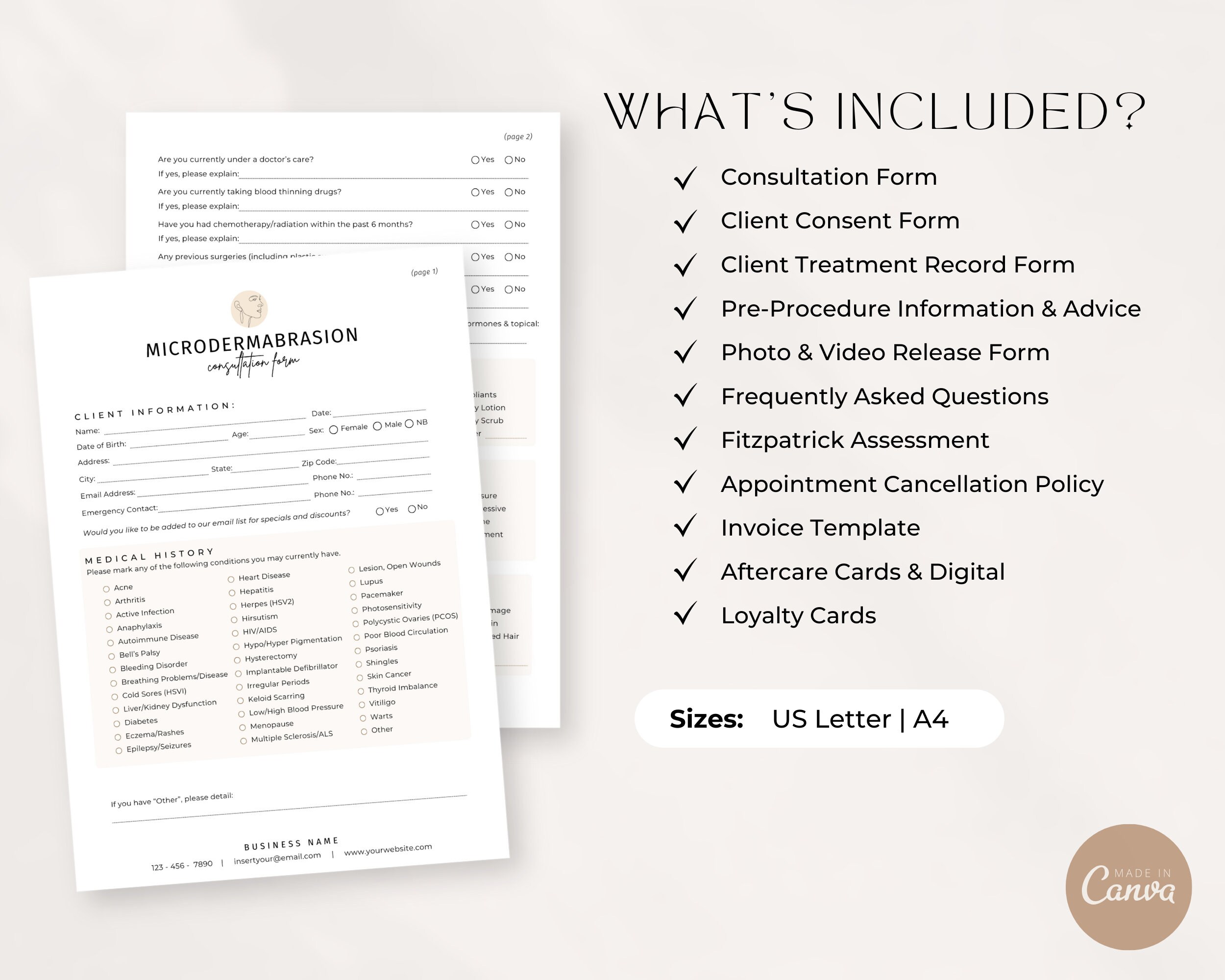 Microdermabrasion, Skincare Forms, Facial Consultation, Facial Consent ...