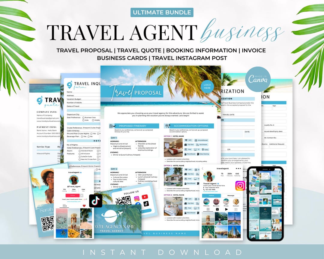 Light Blue-travel Agent Forms Bundle, Travel Business Forms, Travel ...