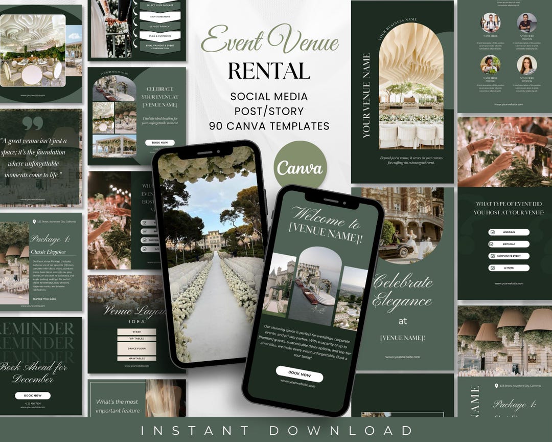 Event Venue Rental Instagram Post & Story, IG Marketing, Venue Rental ...