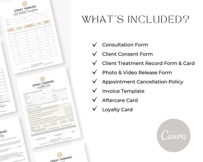 Spray Tan Consent Form, Tanning Consent, Tanning Salon Forms, Editable ...