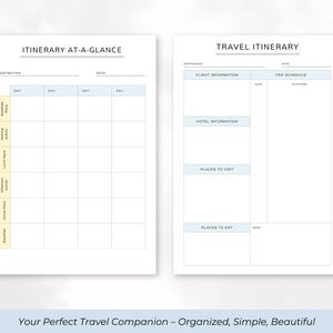 5 Versions Simple Travel Itinerary Printable & Digital Use, Travel ...