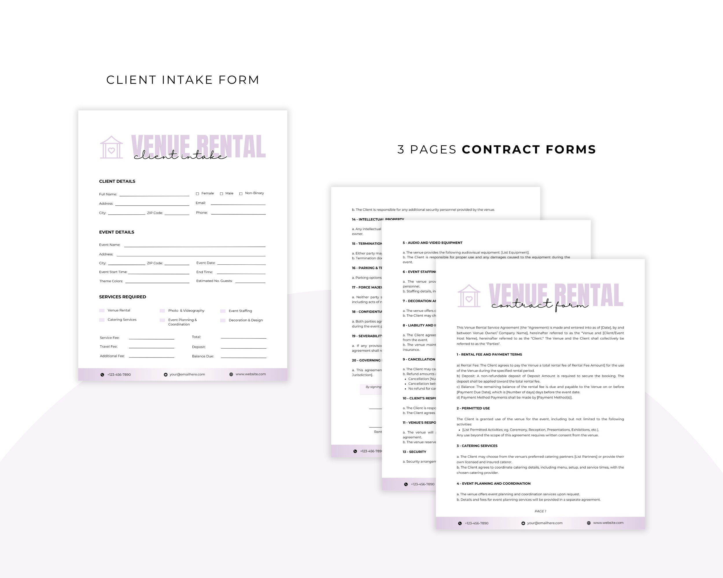 Venue Rental Forms Bundle, Wedding Venue Contract Template, Event ...