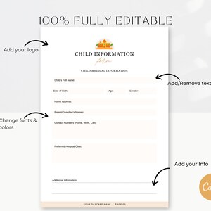 Daycare Starter Kit, Daycare Forms, Daycare Contract, Childcare Forms ...