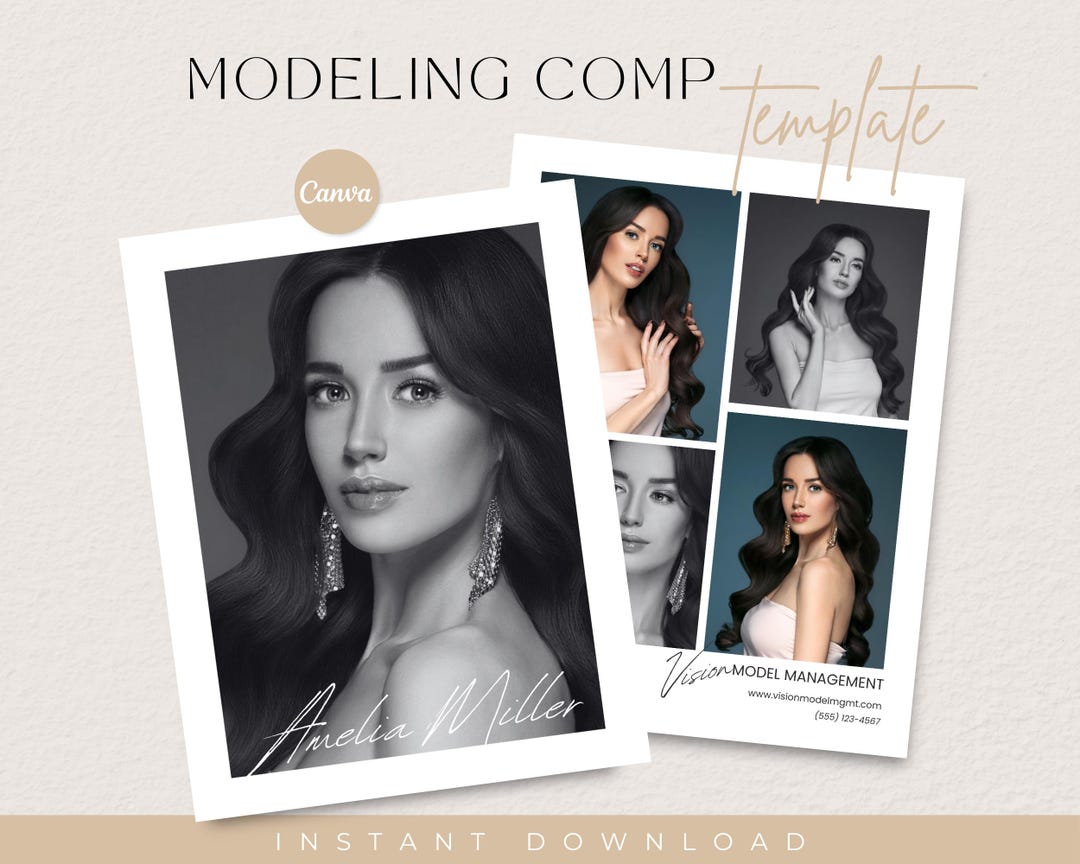 Modeling Comp Card Template, Fashion Resume Photo Card, Modeling Comp ...