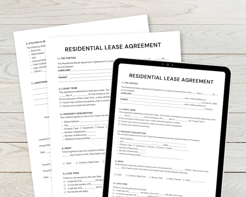 Residential Lease Agreement Template, Form Templates, Room for Rent ...