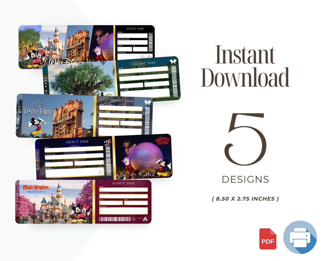 Editable Epcot Walt Disney World Surprise Reveal Trip Gift Template ...