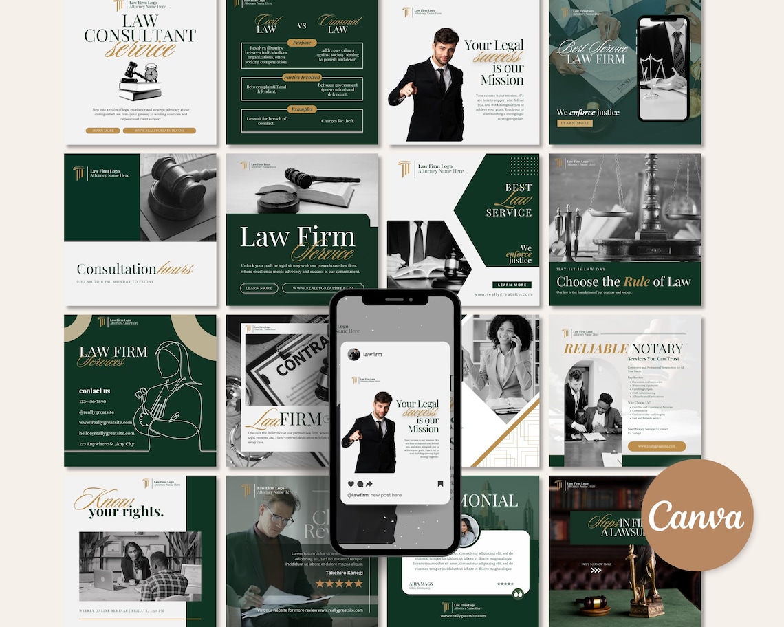 Law Firm Lawyer IG Post Template, Law Firm Social Media Templates ...