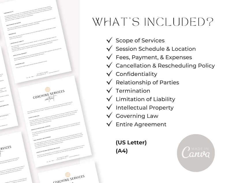 Life Coaching Contract Template, Life Coach Agreement, Mentoring ...