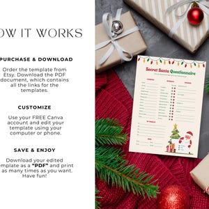 Secret Santa Questionnaire Template 4, Christmas Gift Exchange ...