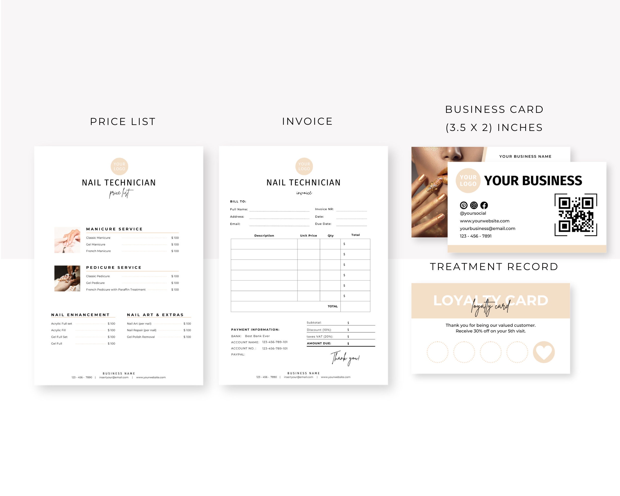 Editable Nail Technician Forms Bundle, Nail Tech Consultation Forms ...