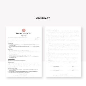 Editable Trailer Rental Agreement Template, Trailer Rental Contract ...