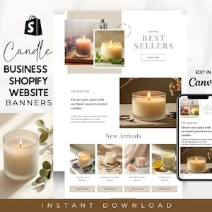 Candle Shopify Website Banner Template, Candle Business Banner Design ...