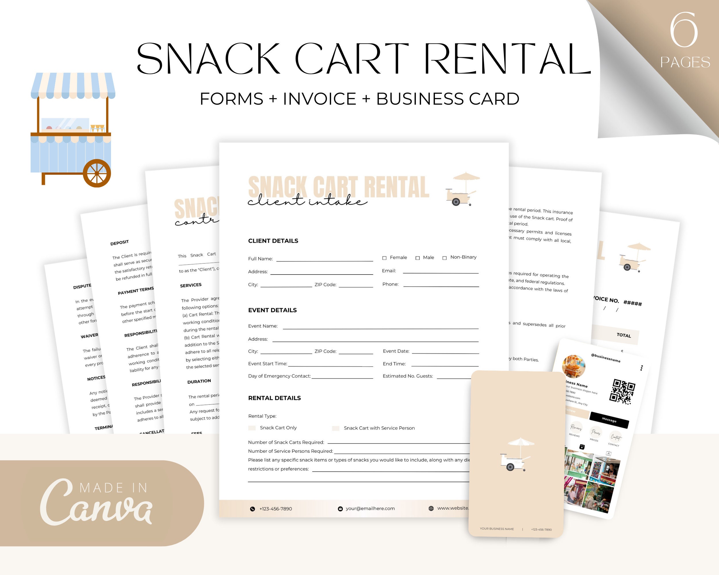 Editable Snack Cart Service Contract Template, Snack Cart Rental ...