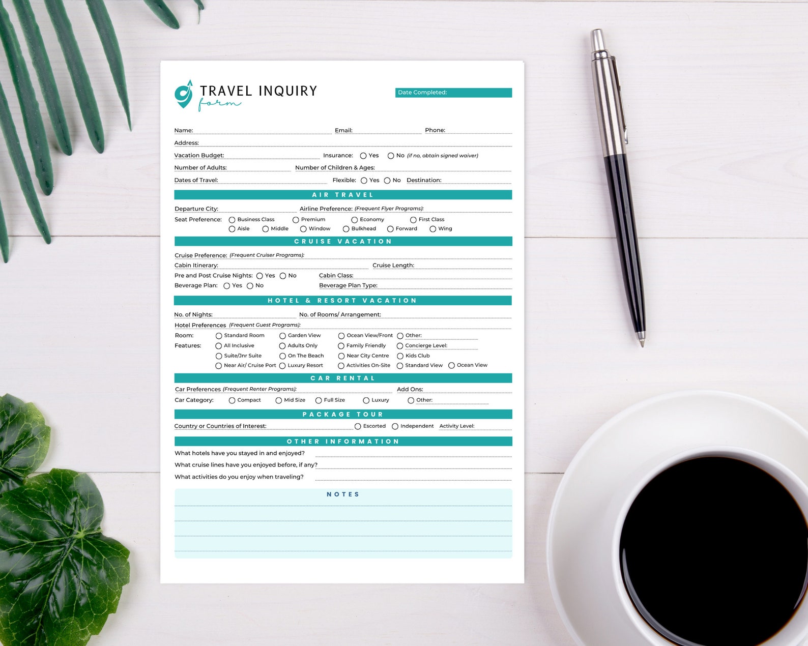 Travel Agent Forms, Booking Form Template, Canva Templates, Agency ...
