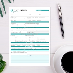 Travel Agent Forms, Booking Form Template, Canva Templates, Agency ...